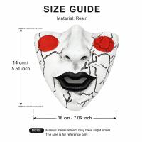 China Resin Demon Half Face Mask Black Red Adult Costume Mask with Gold Ring Accents for Halloween Cosplay Party Masquerade Stage Performance Photo Shoot and Festival Outfit for sale