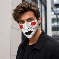 China Resin Demon Half Face Mask Black Red Adult Costume Mask with Gold Ring Accents for Halloween Cosplay Party Masquerade Stage Performance Photo Shoot and Festival Outfit for sale