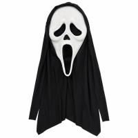 China PVC Ghost Style Mask with Black Hood, Adult Horror Costume Mask for Halloween Party Cosplay Masquerade Stage Performance Festival Outfit Photo Shoot and Themed Event Decoration for sale