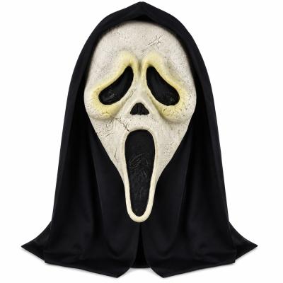 China PVC Cracked Ghost Style Mask with Black Hood Adult Horror Costume Mask for Halloween Party Cosplay Masquerade Stage Performance Haunted House Photo Shoot and Themed Event for sale