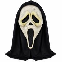 China PVC Cracked Ghost Style Mask with Black Hood Adult Horror Costume Mask for Halloween Party Cosplay Masquerade Stage Performance Haunted House Photo Shoot and Themed Event for sale