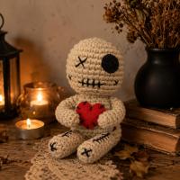 China Crochet Voodoo Doll Set Halloween Plush Decorations Handmade Style Spooky Party Decor Goth Room Ornament Festival Display Stuffed Yarn Doll for Haunted House Carnival Cosplay Gifts for sale