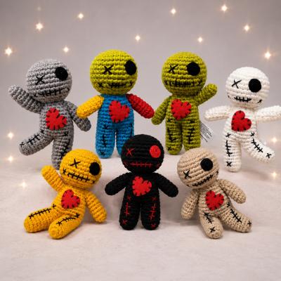 China Crochet Voodoo Doll Set Halloween Plush Decorations Handmade Style Spooky Party Decor Goth Room Ornament Festival Display Stuffed Yarn Doll for Haunted House Carnival Cosplay Gifts for sale