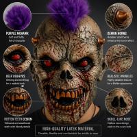 China Realistic Zombie Skull Latex Mask with Purple Mohawk, Horror Full Face Halloween Mask for Adults, Scary Monster Costume Mask for Halloween Party, Cosplay Events, Haunted House for sale