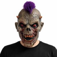 China Realistic Zombie Skull Latex Mask with Purple Mohawk, Horror Full Face Halloween Mask for Adults, Scary Monster Costume Mask for Halloween Party, Cosplay Events, Haunted House for sale