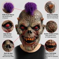 China Realistic Zombie Skull Latex Mask with Purple Mohawk, Horror Full Face Halloween Mask for Adults, Scary Monster Costume Mask for Halloween Party, Cosplay Events, Haunted House for sale