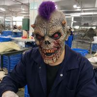 China Realistic Zombie Skull Latex Mask with Purple Mohawk, Horror Full Face Halloween Mask for Adults, Scary Monster Costume Mask for Halloween Party, Cosplay Events, Haunted House for sale