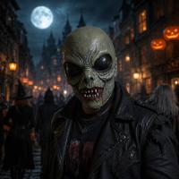 China Realistic Skull Latex Mask, Scary Alien Monster Full Face Mask for Adults, Halloween Horror Costume Mask, Creepy Zombie Cosplay Mask for Party, Haunted House, Stage Performance for sale