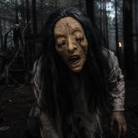 China Realistic Horror Latex Mask with Long Black Hair, Stitched Eyes and Creepy Open Mouth Teeth Design, Full Face Scary Mask for Halloween Cosplay Costume Party, Haunted House, OEM Factory Supplier for sale