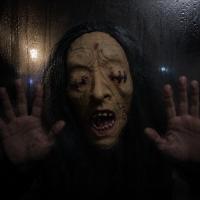China Realistic Horror Latex Mask with Long Black Hair, Stitched Eyes and Creepy Open Mouth Teeth Design, Full Face Scary Mask for Halloween Cosplay Costume Party, Haunted House, OEM Factory Supplier for sale