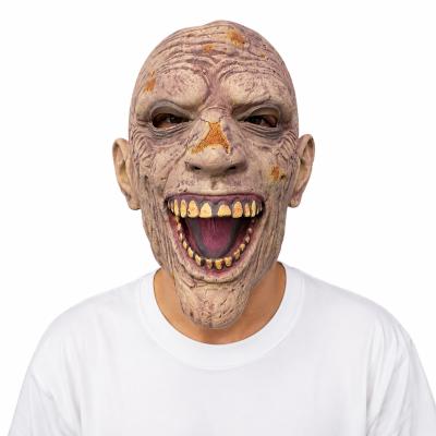 China Realistic Zombie Latex Mask with Bald Head, Deep Wrinkles, Aged Skin Texture and Realistic Teeth Design, Full Face Horror Mask for Halloween Cosplay Costume Party, Haunted House, OEM Factory Supplier for sale
