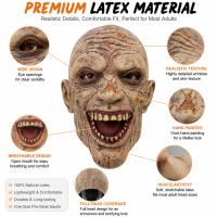 China Realistic Zombie Latex Mask with Bald Head, Deep Wrinkles, Aged Skin Texture and Realistic Teeth Design, Full Face Horror Mask for Halloween Cosplay Costume Party, Haunted House, OEM Factory Supplier for sale