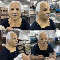 China Realistic Old Man Latex Mask with White Hair, Mustache and Wrinkled Elderly Face Design, Full Face Character Mask for Halloween Cosplay Costume Party, Stage Performance, OEM Factory Supplier for sale