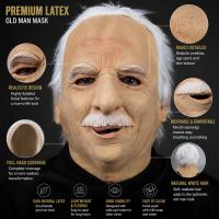 China Realistic Old Man Latex Mask with White Hair, Mustache and Wrinkled Elderly Face Design, Full Face Character Mask for Halloween Cosplay Costume Party, Stage Performance, OEM Factory Supplier for sale