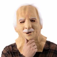 China Realistic Old Man Latex Mask with White Hair, Mustache and Wrinkled Elderly Face Design, Full Face Character Mask for Halloween Cosplay Costume Party, Stage Performance, OEM Factory Supplier for sale