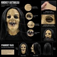 China Realistic Horror Latex Mask with Long Black Hair, Creepy Wrinkled Face and Realistic Teeth Design, Full Face Scary Mask for Halloween Cosplay Costume Party, Haunted House, OEM Factory Supplier for sale