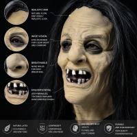 China Realistic Horror Latex Mask with Long Black Hair, Creepy Wrinkled Face and Realistic Teeth Design, Full Face Scary Mask for Halloween Cosplay Costume Party, Haunted House, OEM Factory Supplier for sale