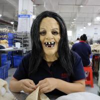 China Realistic Horror Latex Mask with Long Black Hair, Creepy Wrinkled Face and Realistic Teeth Design, Full Face Scary Mask for Halloween Cosplay Costume Party, Haunted House, OEM Factory Supplier for sale