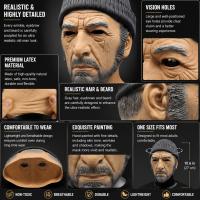 China Realistic Old Man Latex Mask – Uncle Hux Style Elderly Face Mask with Wrinkles and Beard, Full Head Halloween Costume Mask for Cosplay, Party, Film and Photography for sale