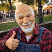 China Realistic Old Man Latex Mask – Uncle Miro Style Elderly Face Mask with White Beard and Wrinkles, Bald Head Full Face Costume Mask for Halloween, Cosplay, Film Props and Photography for sale