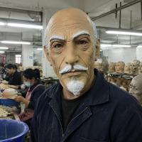 China Realistic Old Man Latex Mask Uncle Voss Style, Bald Elderly Face Mask with White Beard and Wrinkles for Halloween, Cosplay, Film Props and Photography for sale