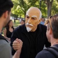 China Realistic Old Man Latex Mask Uncle Voss Style, Bald Elderly Face Mask with White Beard and Wrinkles for Halloween, Cosplay, Film Props and Photography for sale