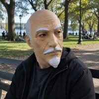 China Realistic Old Man Latex Mask Uncle Voss Style, Bald Elderly Face Mask with White Beard and Wrinkles for Halloween, Cosplay, Film Props and Photography for sale