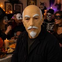 China Realistic Old Man Latex Mask Uncle Voss Style, Bald Elderly Face Mask with White Beard and Wrinkles for Halloween, Cosplay, Film Props and Photography for sale