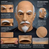 China Realistic Old Man Latex Mask Uncle Voss Style, Bald Elderly Face Mask with White Beard and Wrinkles for Halloween, Cosplay, Film Props and Photography for sale