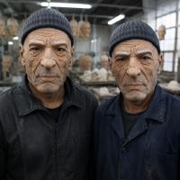 China Realistic Old Man Latex Mask Griss Style, Elderly Character Full Face Mask with Beanie Hat, Wrinkles and Aged Skin Details for Halloween, Cosplay, Costume Parties and Film Props for sale