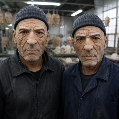 China Realistic Old Man Latex Mask Griss Style, Elderly Character Full Face Mask with Beanie Hat, Wrinkles and Aged Skin Details for Halloween, Cosplay, Costume Parties and Film Props for sale