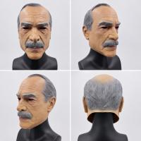 China Realistic Old Man Latex Mask Cobb Style, Elderly Character Full Face Mask with Grey Hair, Mustache and Wrinkled Skin Details for Halloween, Cosplay, Costume Parties and Film Props for sale