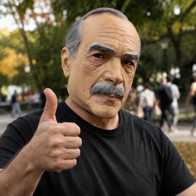 China Realistic Old Man Latex Mask Cobb Style, Elderly Character Full Face Mask with Grey Hair, Mustache and Wrinkled Skin Details for Halloween, Cosplay, Costume Parties and Film Props for sale