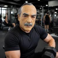 China Realistic Old Man Latex Mask Cobb Style, Elderly Character Full Face Mask with Grey Hair, Mustache and Wrinkled Skin Details for Halloween, Cosplay, Costume Parties and Film Props for sale