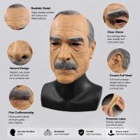 China Realistic Old Man Latex Mask Cobb Style, Elderly Character Full Face Mask with Grey Hair, Mustache and Wrinkled Skin Details for Halloween, Cosplay, Costume Parties and Film Props for sale