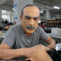 China Realistic Old Man Latex Mask Cobb Style, Elderly Character Full Face Mask with Grey Hair, Mustache and Wrinkled Skin Details for Halloween, Cosplay, Costume Parties and Film Props for sale