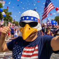 China Adjustable Eagle Cap Mask with USA Flag Design, Realistic Eagle Head Hat with Sunglasses for Independence Day, Halloween, Party, Cosplay, Festival Events and Costume Accessories for sale