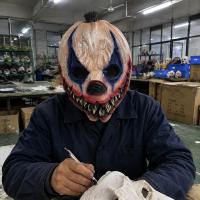 China Realistic Pumpkin Skull Latex Mask with Creepy Smile and Sharp Teeth, Full Face Halloween Horror Mask for Adults, Scary Cosplay Costume Prop, Haunted House Party Decoration, Perfect for Party for sale