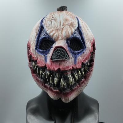 China Realistic Pumpkin Skull Latex Mask with Creepy Smile and Sharp Teeth, Full Face Halloween Horror Mask for Adults, Scary Cosplay Costume Prop, Haunted House Party Decoration, Perfect for Party for sale
