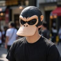 China Funny Monkey Latex Hat with Sunglasses Adjustable Mesh Cap Novelty Animal Headwear for Halloween Cosplay Costume Party Prank Festival Carnival Outdoor Events Adult Costume Accessory for sale