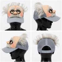China Funny Old Man Face Baseball Cap with Gray Hair, Glasses and Mustache, Adjustable Mesh Trucker Hat, Realistic Grandpa Costume Hat for Halloween Cosplay Party Prank Festival Adult Novelty Wear for sale