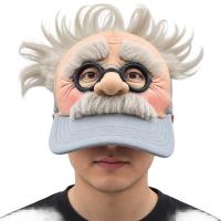 China Funny Old Man Face Baseball Cap with Gray Hair, Glasses and Mustache, Adjustable Mesh Trucker Hat, Realistic Grandpa Costume Hat for Halloween Cosplay Party Prank Festival Adult Novelty Wear for sale
