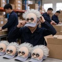 China Funny Old Man Face Baseball Cap with Gray Hair, Glasses and Mustache, Adjustable Mesh Trucker Hat, Realistic Grandpa Costume Hat for Halloween Cosplay Party Prank Festival Adult Novelty Wear for sale