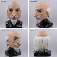 China Realistic Old Man Mask with Long White Hair and Beard, Elderly Grandpa Latex Full Head Mask with Wrinkles and Long Nose for Halloween Costume, Cosplay, Party, Haunted House and Stage Performance for sale