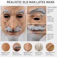 China Realistic Old Man Mask with Long White Hair and Beard, Elderly Grandpa Latex Full Head Mask with Wrinkles and Long Nose for Halloween Costume, Cosplay, Party, Haunted House and Stage Performance for sale
