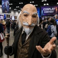 China Realistic Old Man Mask with Long White Hair and Beard, Elderly Grandpa Latex Full Head Mask with Wrinkles and Long Nose for Halloween Costume, Cosplay, Party, Haunted House and Stage Performance for sale