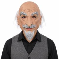 China Realistic Old Man Mask with Long White Hair and Beard, Elderly Grandpa Latex Full Head Mask with Wrinkles and Long Nose for Halloween Costume, Cosplay, Party, Haunted House and Stage Performance for sale