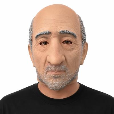 China Realistic Old Man Latex Mask, Bald Grandpa Full Head Mask with Detailed Wrinkles, Gray Hair and Beard, Elderly Face Costume for Halloween, Cosplay, Party, Haunted House, Theater and Adult Role Play for sale