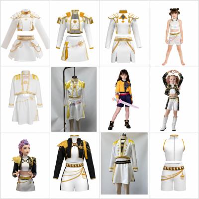 China Wholesale Girls Dance Costumes Kids Stage Performance Outfits White Gold Cosplay Uniforms Children Show Party Dress Sets Custom OEM ODM Dancewear Costume Manufacturer Supplier Patygr for sale