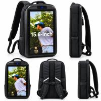 China 15.6 Inch Smart LED Screen Backpack HD Digital Display Advertising Backpack for Business Promotion Events Trade Shows Outdoor Marketing Custom Video Display Travel Bag for sale